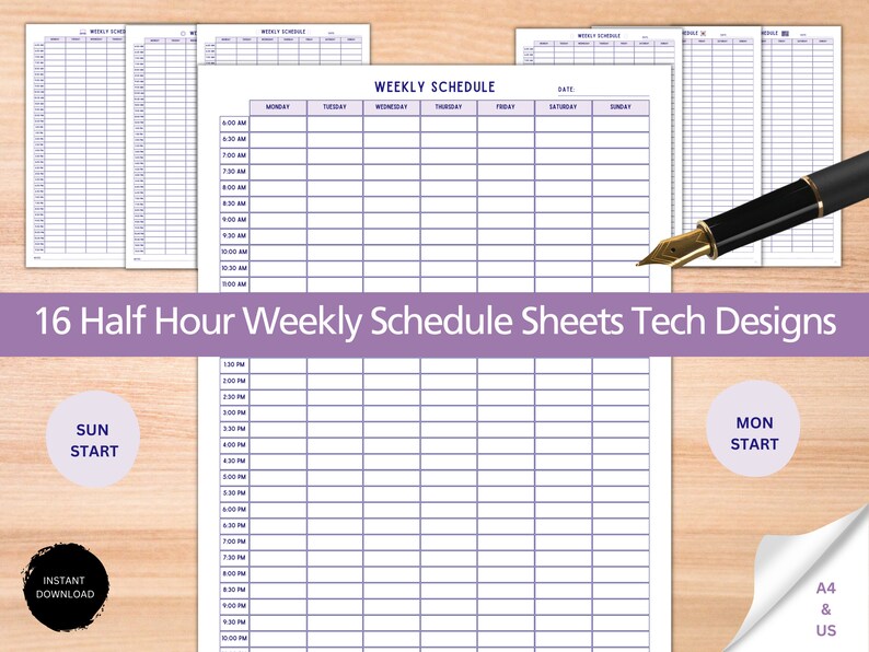 Half-hour Weekly Schedule| Printable Planner |computer Science & Tech ...