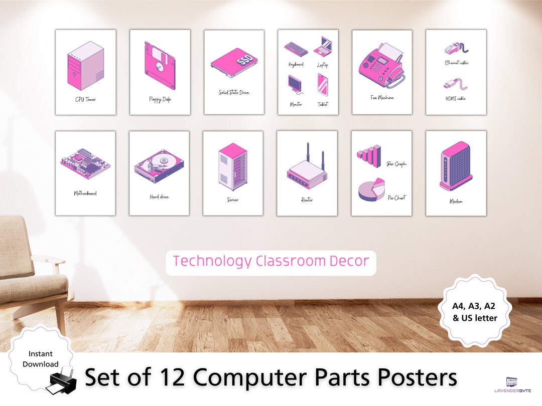 Computer Lab Technology Classroom Art - Women in Tech Prints X12, Wall ...