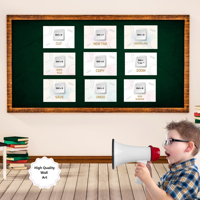 Keyboard Shortcuts Classroom Decor- Cute Chalkboard Style Poster Set ...