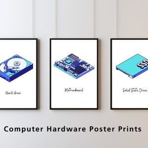 Computer Parts Prints: Tech Classroom Posters Set of 12 for GCSE STEM ...