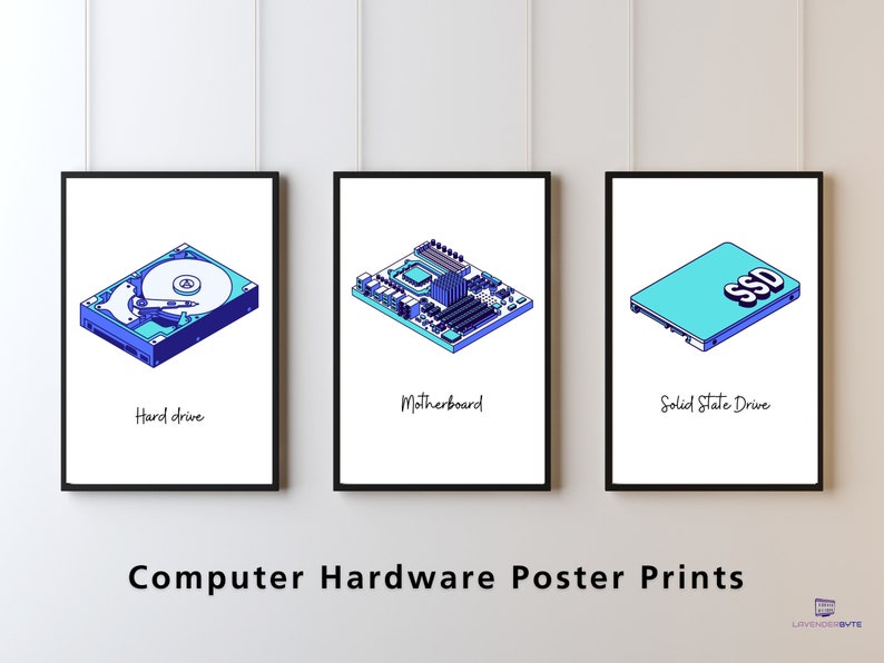Computer Parts Prints: Tech Classroom Posters Set of 12 for GCSE STEM ...