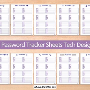 Password Tracker Printable | Technology Organiser & Log | A4/A5/US ...