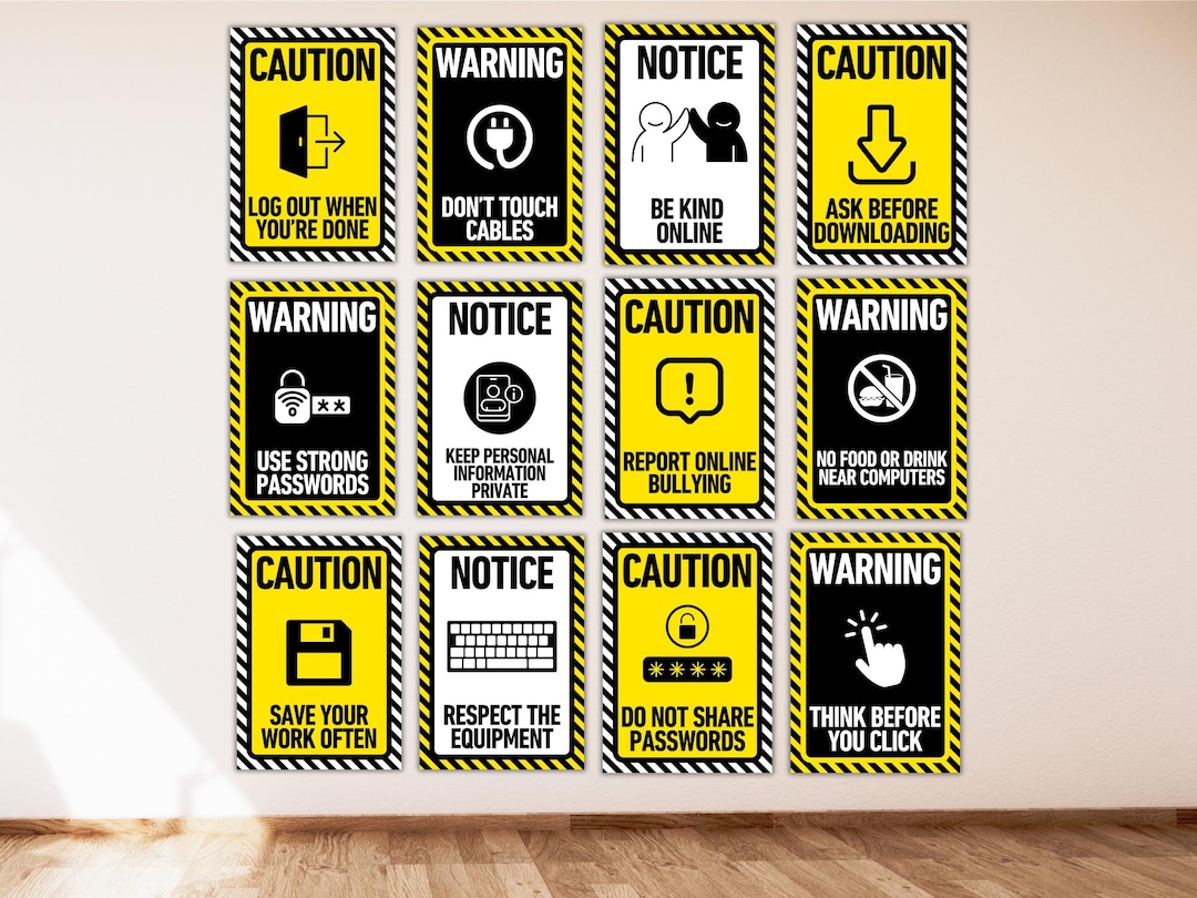 Computer Lab Safety Posters | Tech Rules Printable Decor (digital ...