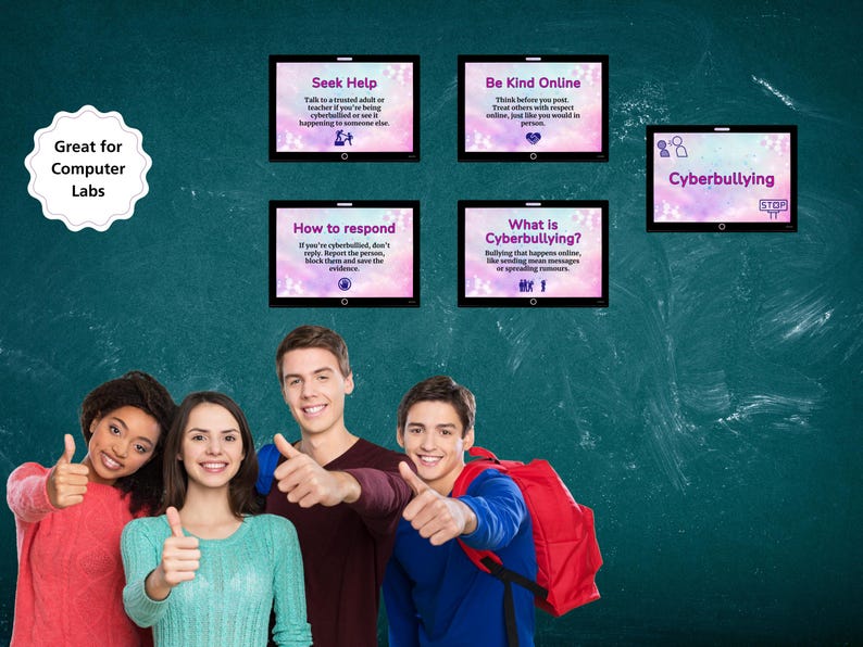 Cyberbullying Awareness Posters (set of 5)| Digital Printable Computer ...