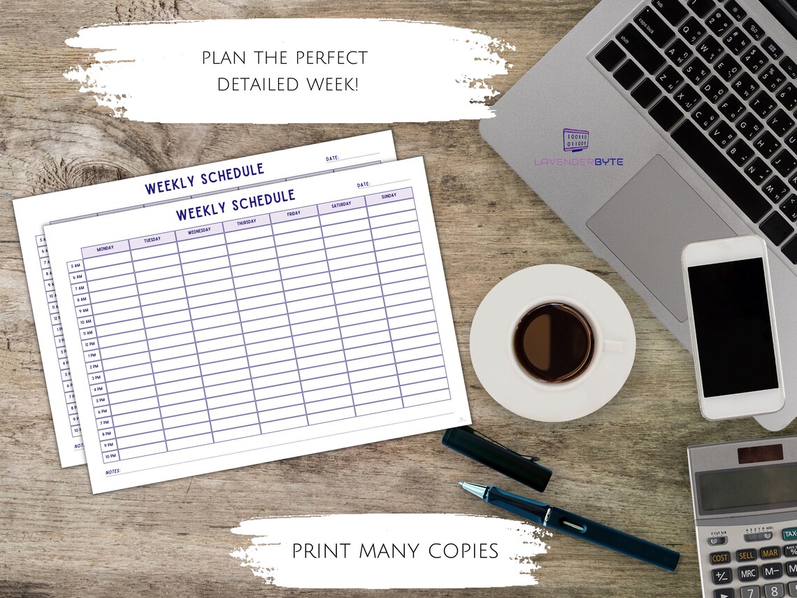 Hourly Weekly Schedule Computer Science Technology Landscape Planner ...