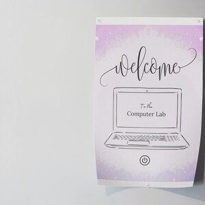 Welcome to the Computer Lab Classroom Decor Set | Teacher Door Signs ...