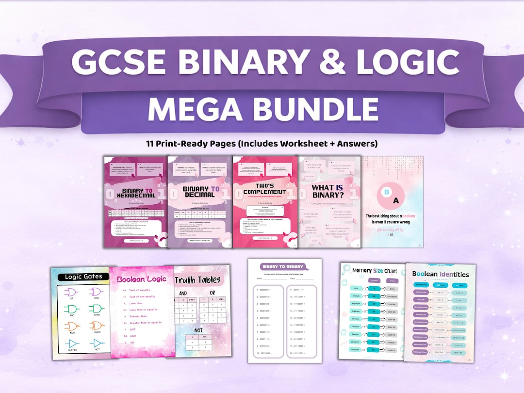GCSE Binary and Logic Bundle Computer Science Worksheets Posters Logic ...