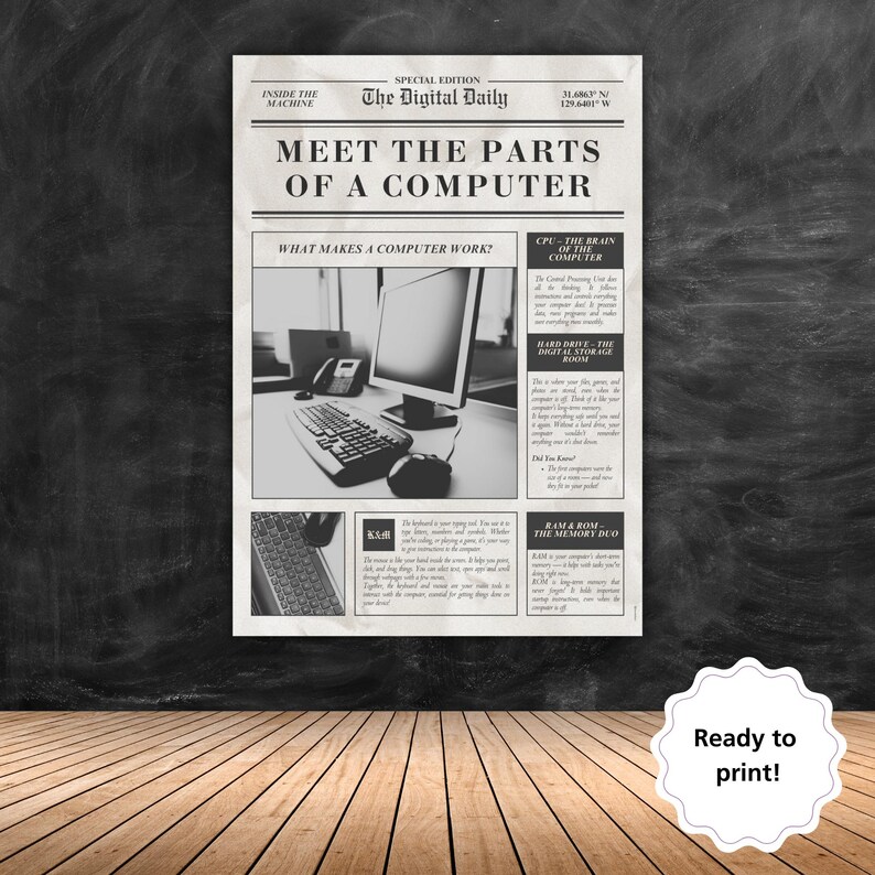 Meet the Parts of a Computer Poster – Newsletter Style – Perfect for ...