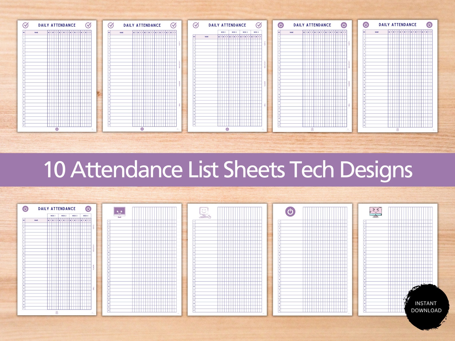 Attendance List: Progress & Grade Tracker printable Checklist, Daily ...