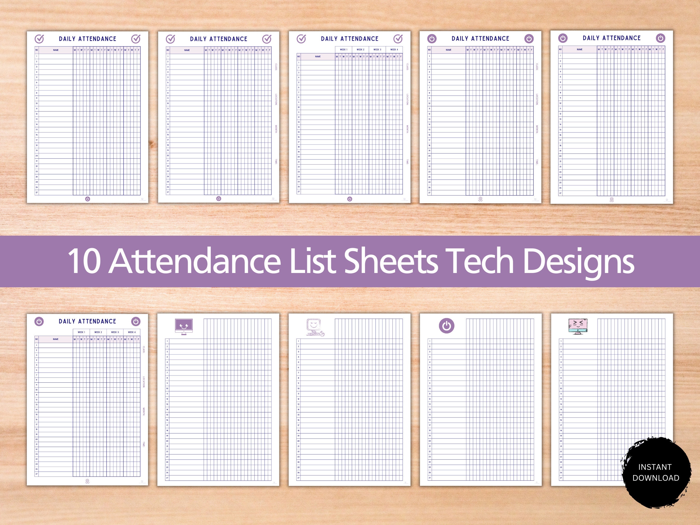 Attendance List: Progress & Grade Tracker printable Checklist, Daily ...