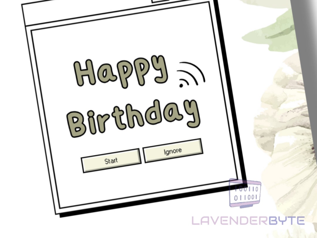 Unique Boho Tech-themed Birthday Cards for Coders and Geeks - Printable ...