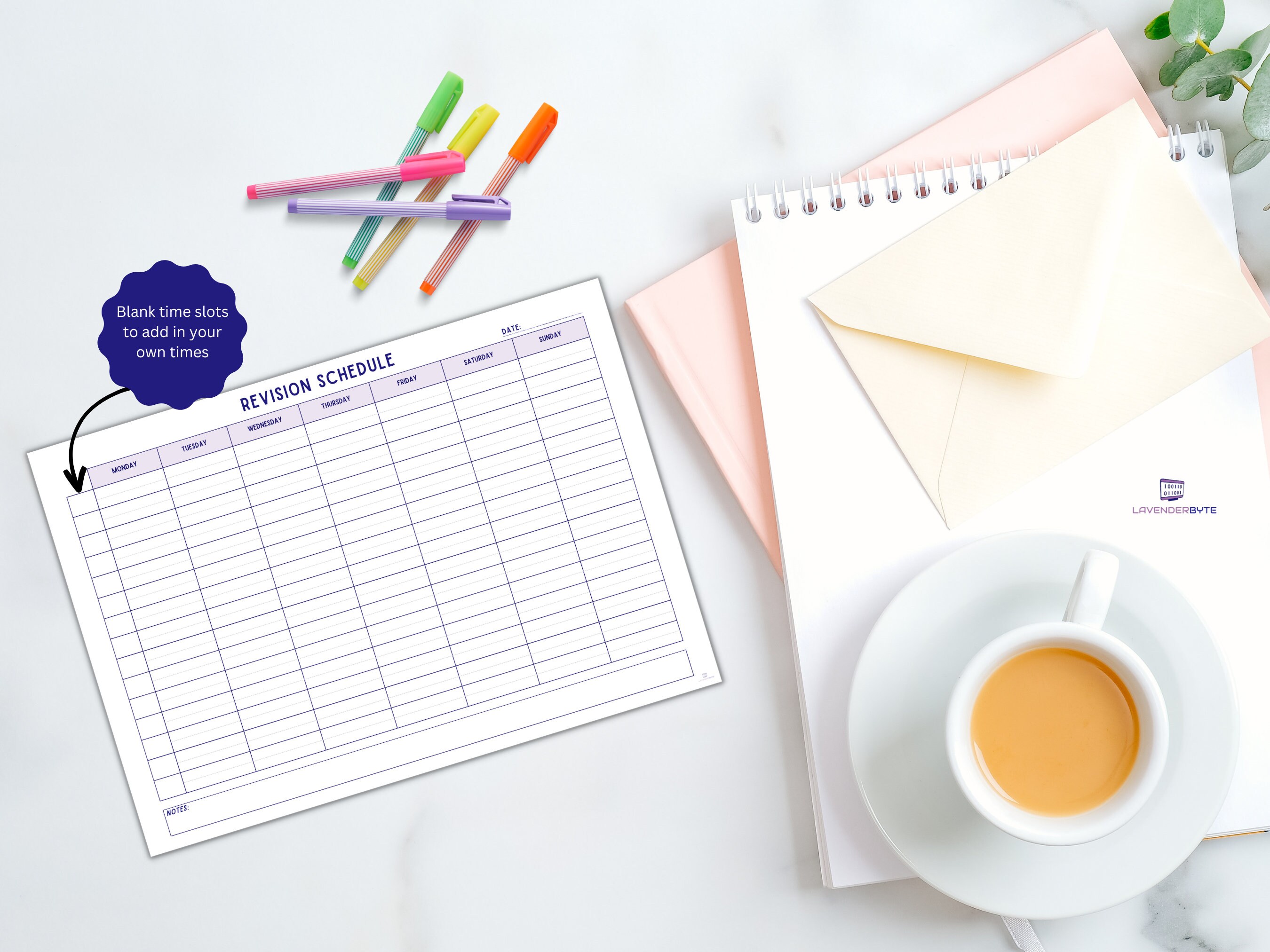 GCSE & A-level Tech-themed Revision Timetable | Simple Printable Study ...