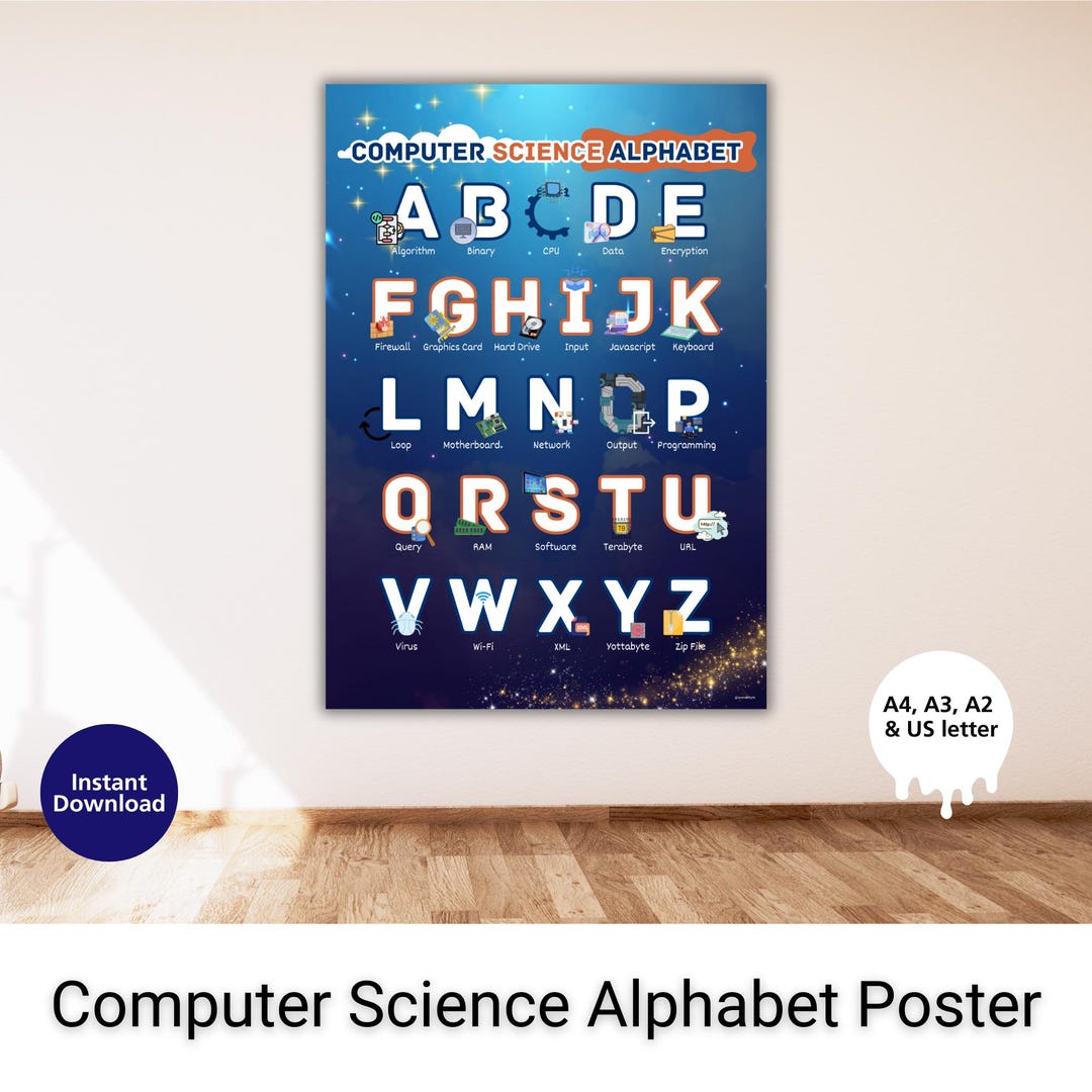 Computer Science Alphabet Printable Poster – Fun & Educational A-Z Tech ...