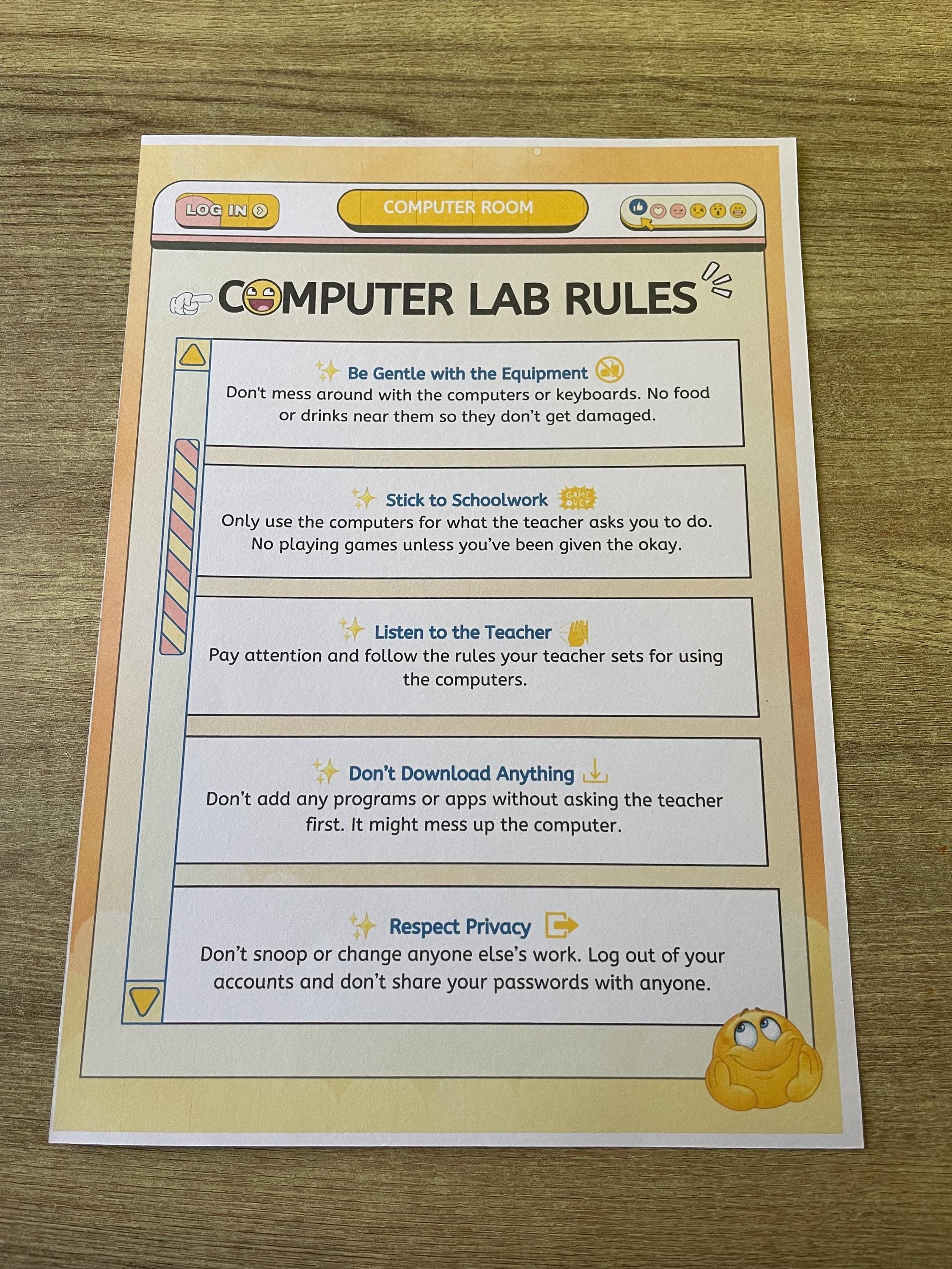 Computer Lab Rules Poster |classroom Rules | Computer Science & ICT ...