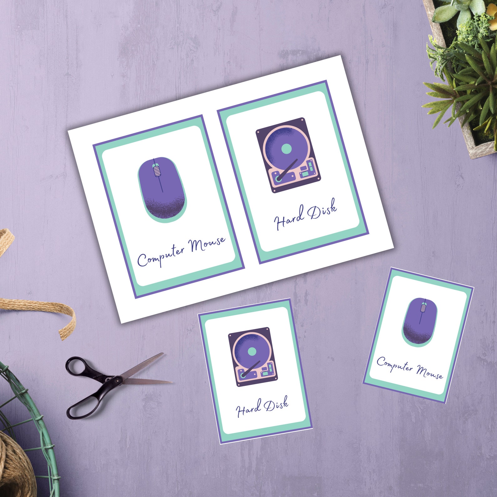 Computer Technology Flash Cards: Computer Science Parts X18 Printable ...