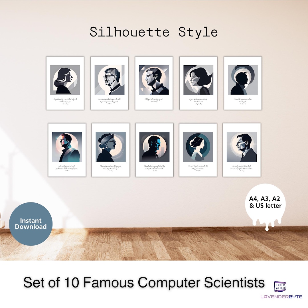 Inspirational Tech Figure Silhouette Poster Set of 10 Bundle | Classroom Decor | Ada Lovelace ...