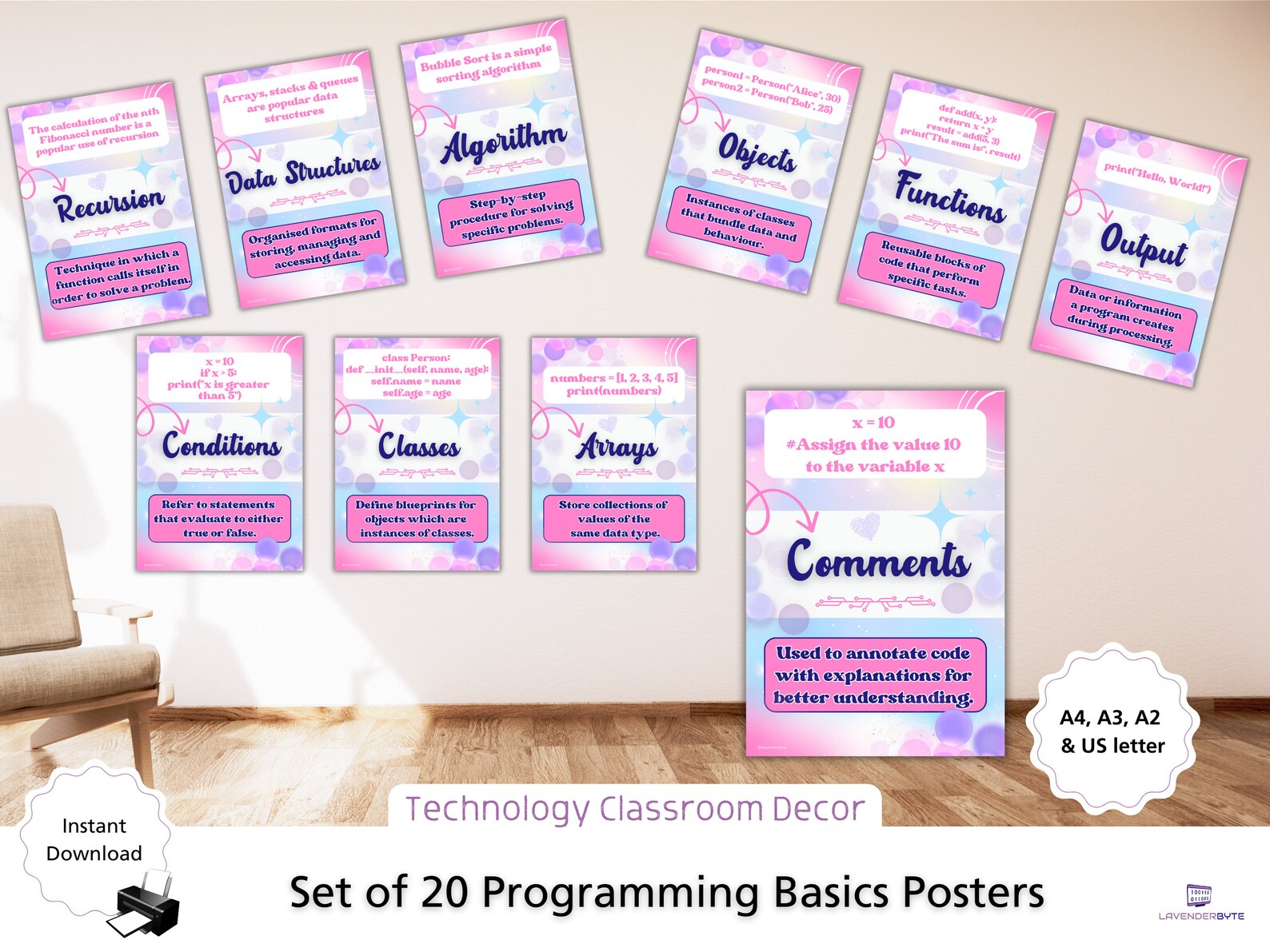 Programming Cheat Sheet Posters - Coding Basics Computer Science ...