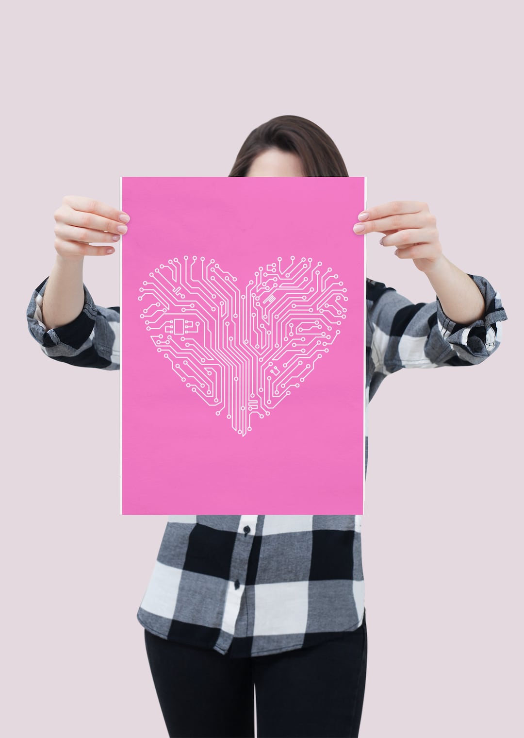 Preppy Pink Heart Circuit Wall Art:sleek Poster for Female Programmers ...