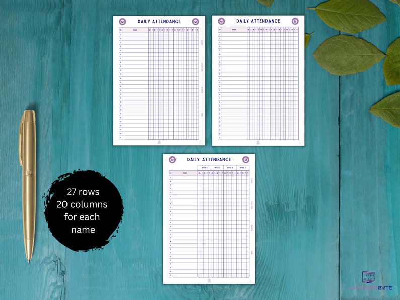 Attendance List: Progress & Grade Tracker printable Checklist, Daily ...