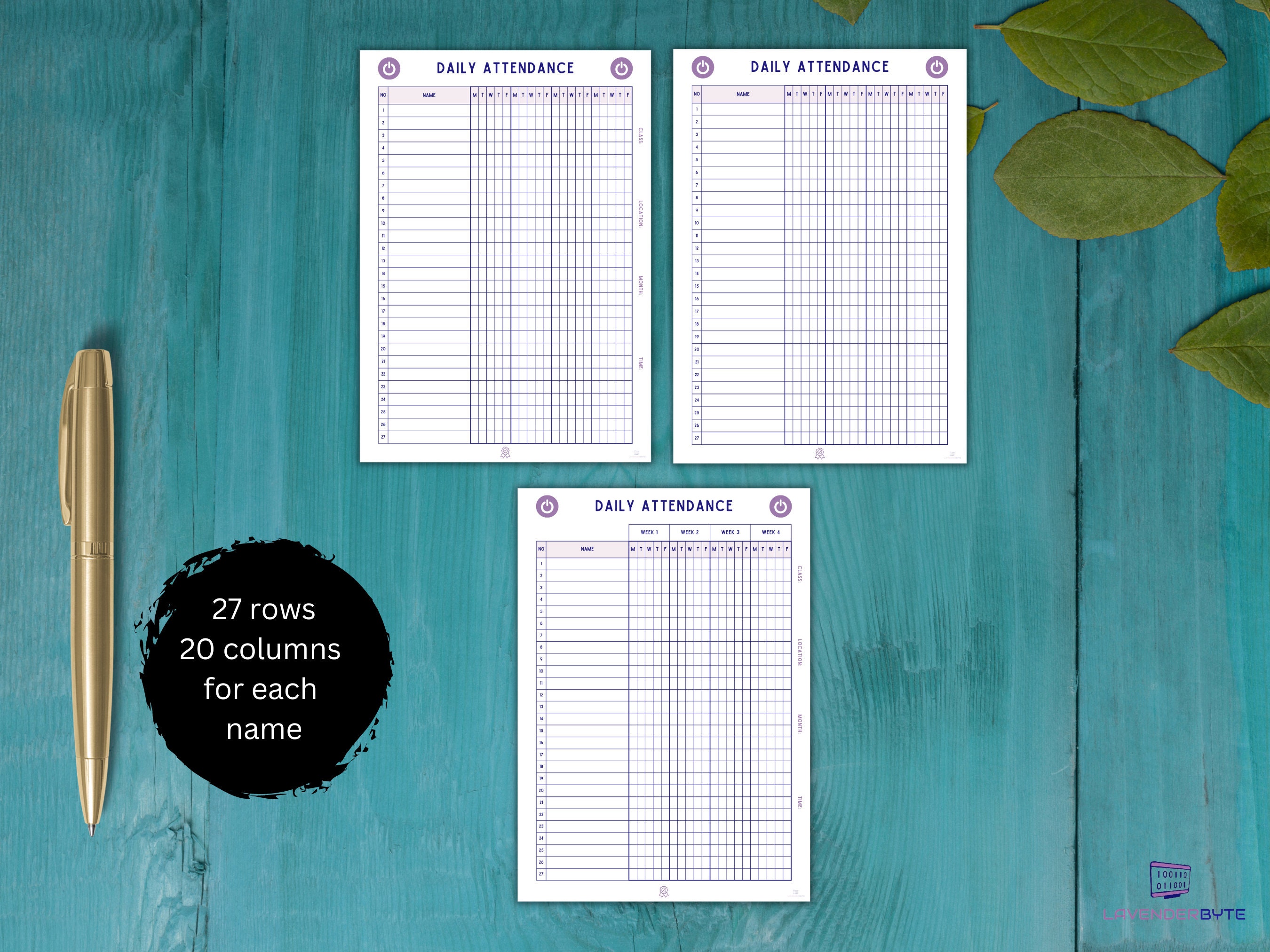 Attendance List: Progress & Grade Tracker printable Checklist, Daily ...