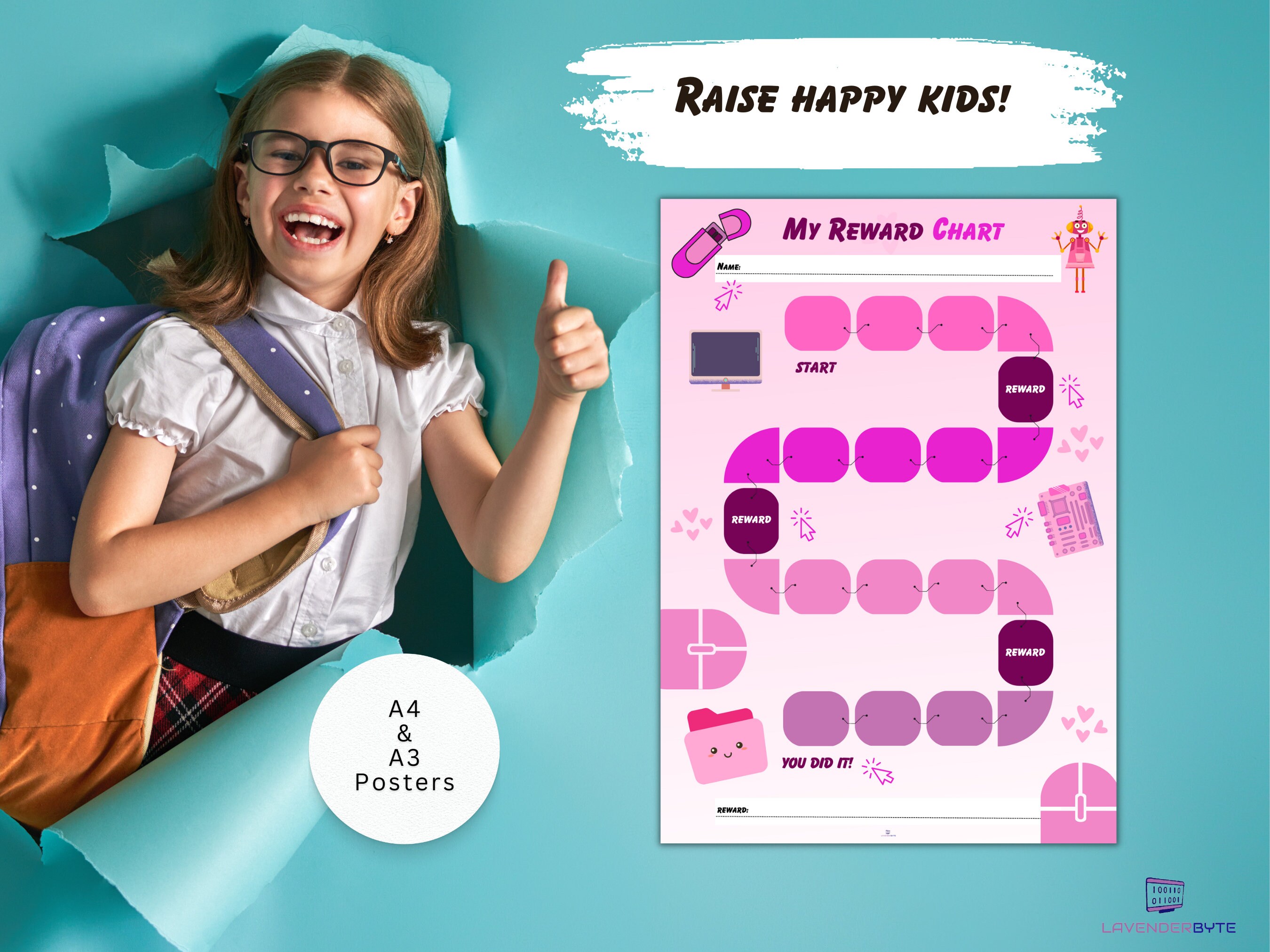 Technology Kids Reward Chart Daily Routine & Behaviour Tracker Children ...