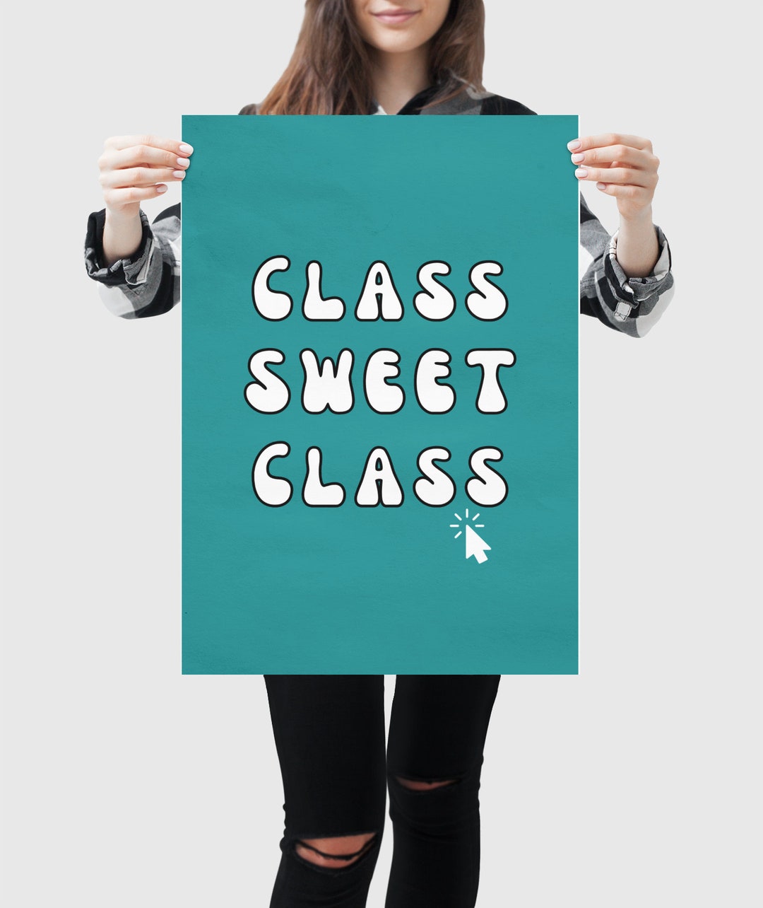 Retro Classroom Poster - Class Sweet Class Typography Print, Computer ...