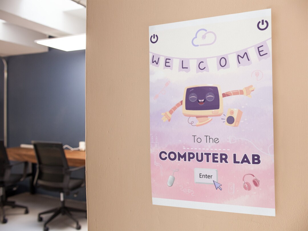 Computer Lab Welcome Sign Decor | Teacher Door Signs | Classroom Poster ...