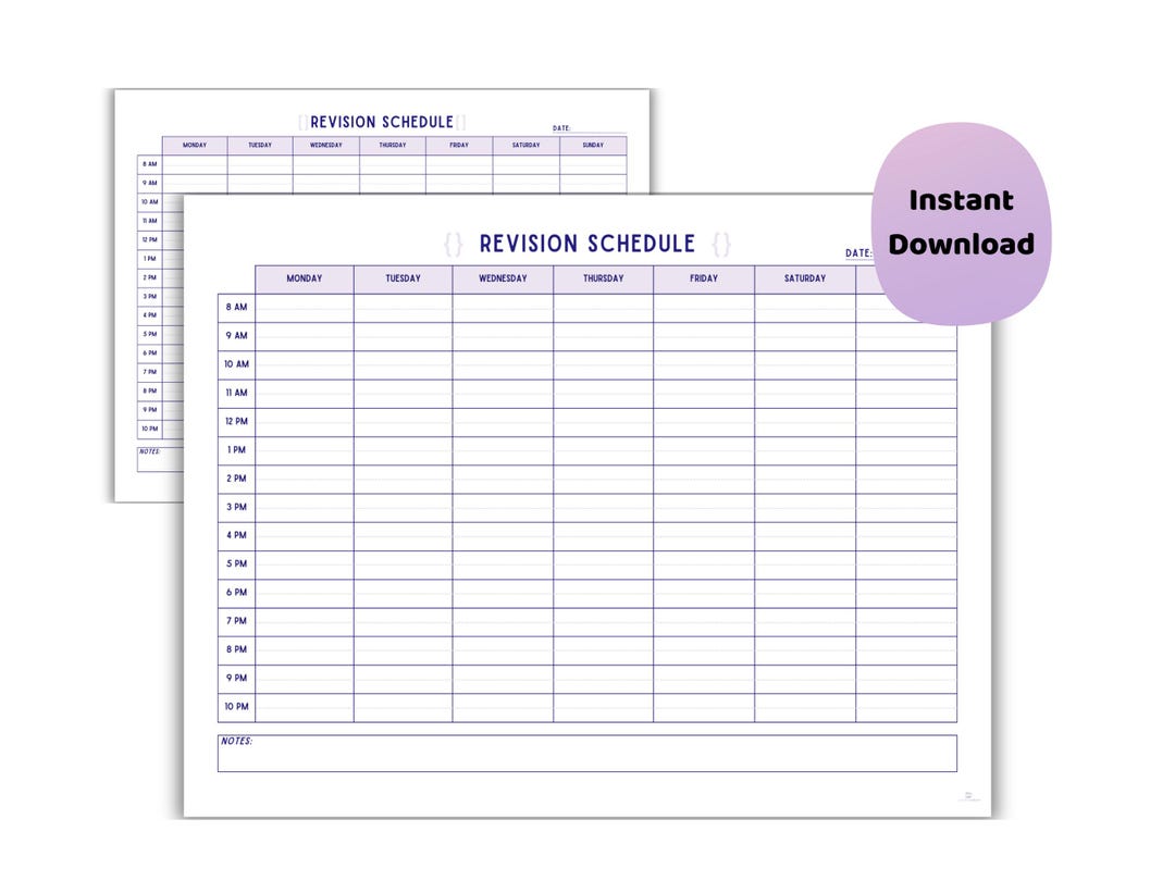 Revision Timetable Printable | GCSE & A-level Study Schedule - Etsy