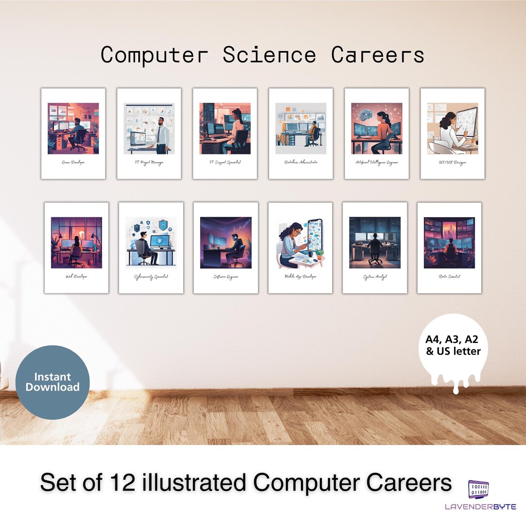 Illustrated Tech Careers Poster Set of 12 | Classroom Decor | STEM Wall ...