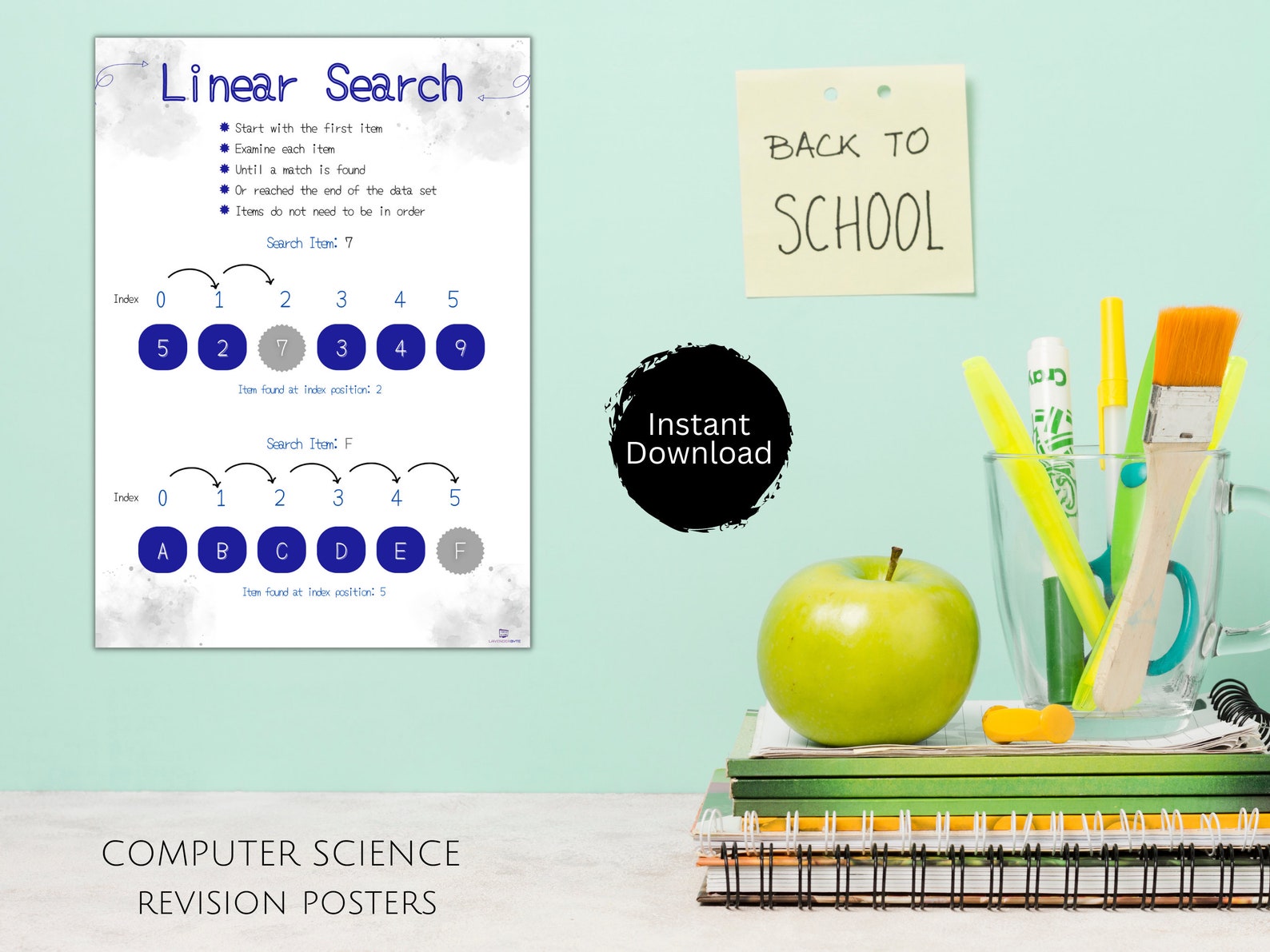 Binary Linear Search Poster Set | Computer Science Programming X4 ...