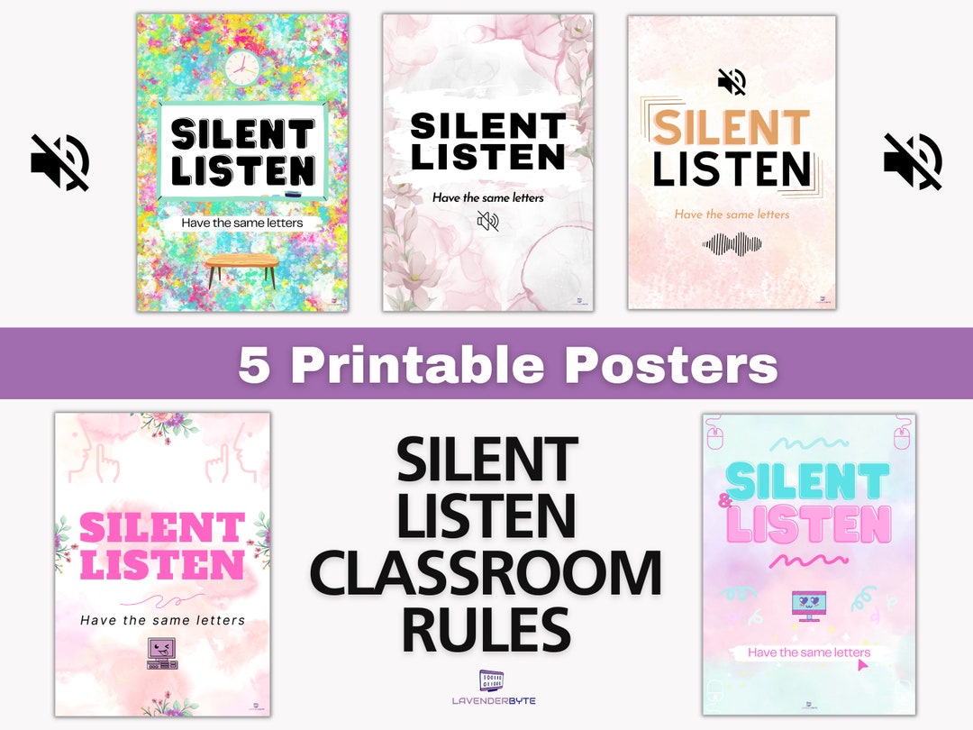 Classroom Rules Silent Listen Computer Science Posters X5 Behaviour ...