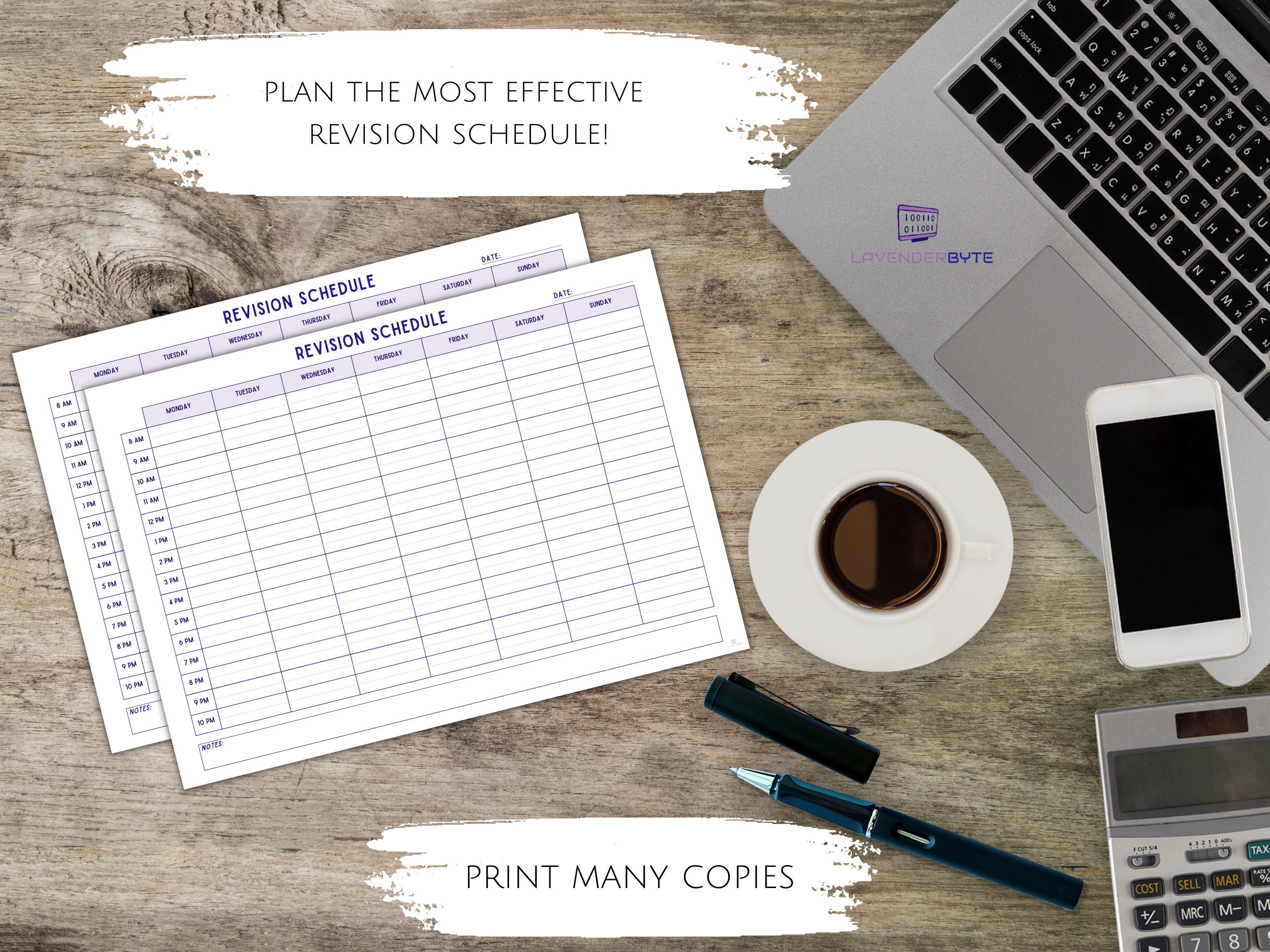 GCSE & A-level Tech-themed Revision Timetable | Simple Printable Study ...