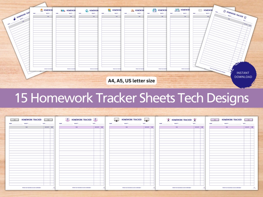 GCSE Tech Student Homework Checklist | Kids Tracker Printable | Instant ...