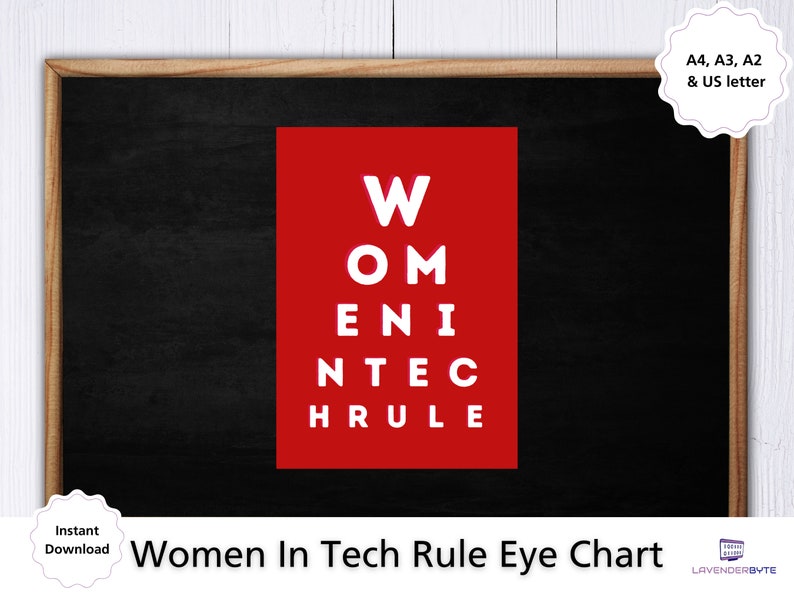 Women in Tech Rule Classroom Display Poster: Eye Chart Printable Art ...