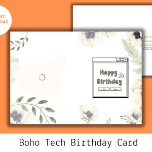 Unique Boho Tech-themed Birthday Cards for Coders and Geeks - Printable ...