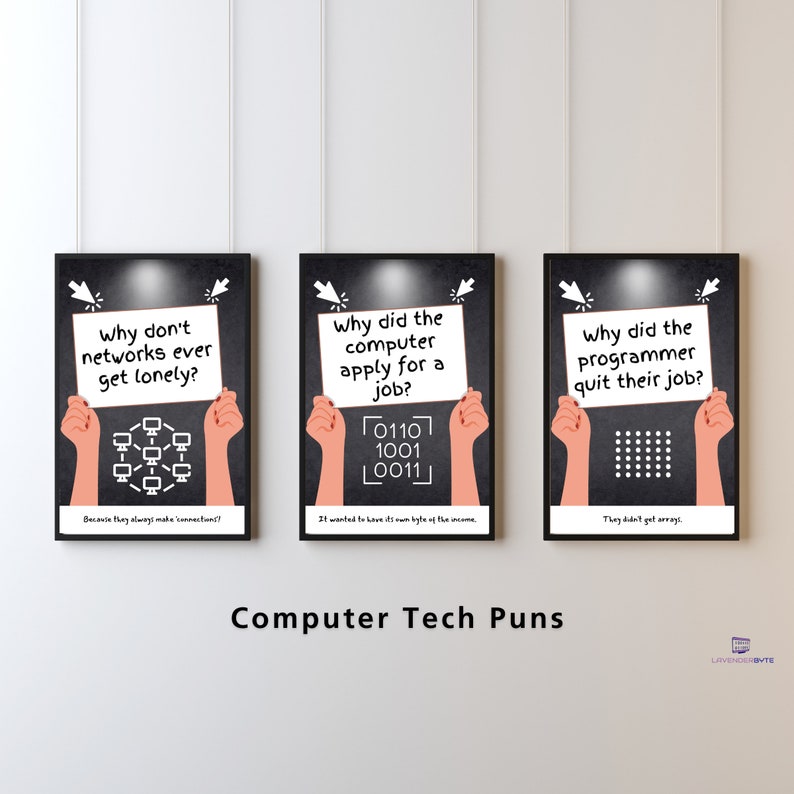 Computer Science Puns Classroom Posters Bundle - Set of 9 Tech Posters ...