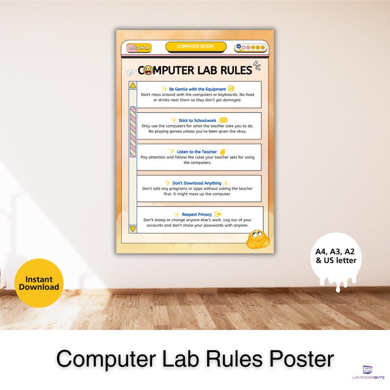 Computer Lab Rules Poster |classroom Rules | Computer Science & ICT ...