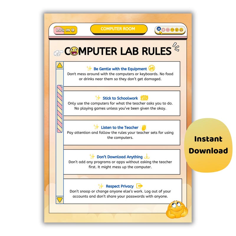 Computer Lab Rules Poster - Etsy