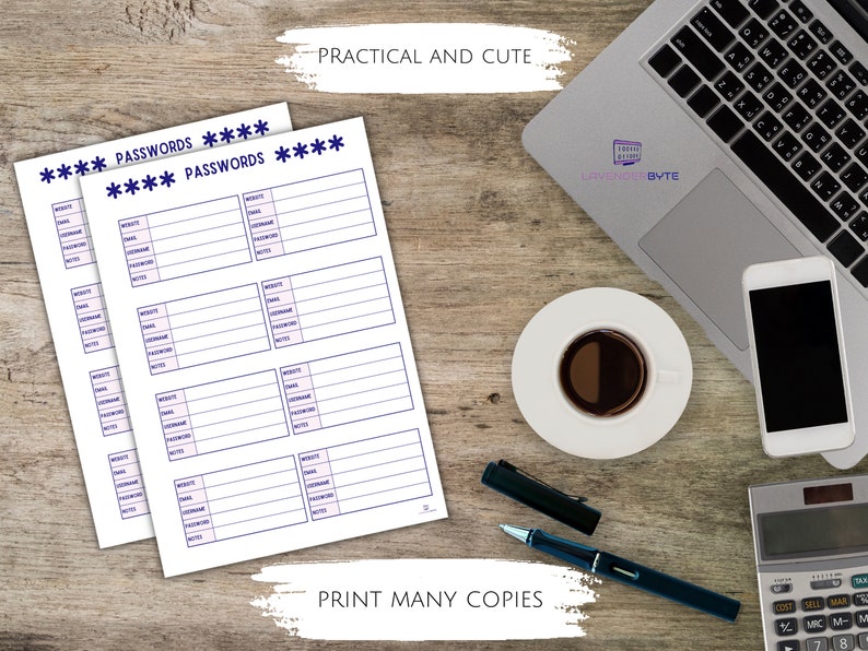 Password Tracker Printable Technology Organiser And Log A4 A5 Us Letter Instant Download Pdf