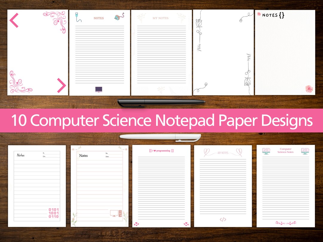 Tech Theme Lined Paper Student Notes stationery for Computer Science ...