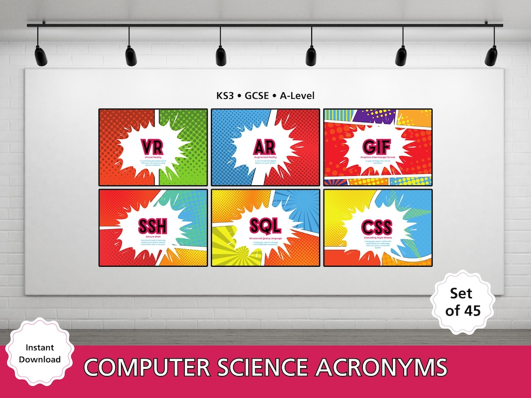 Computer Science Acronym Posters | Set of 45 | KS3 GCSE A-level ...
