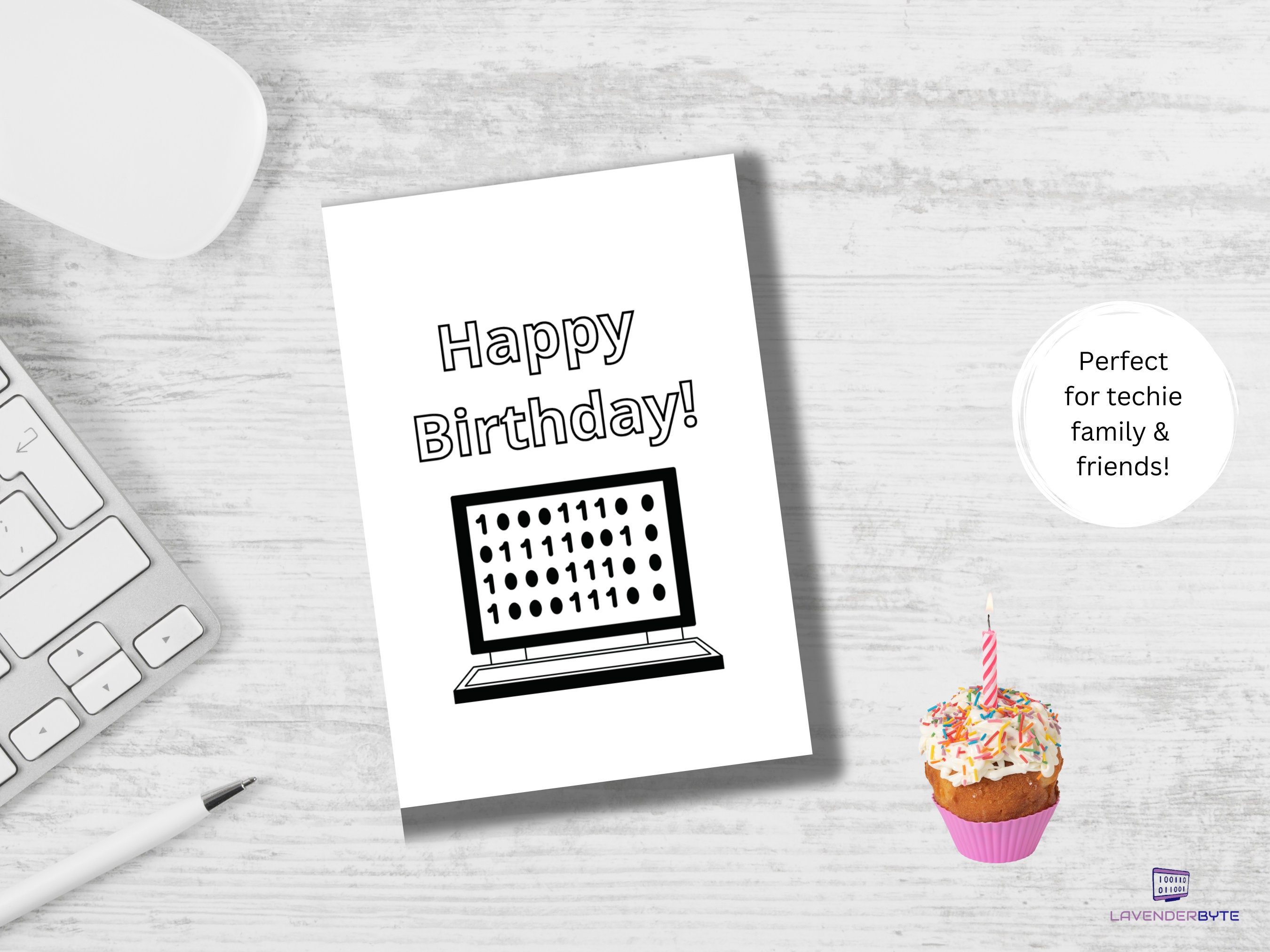 Techie Birthday Card -printable Happy Birthday Download Card, Colouring ...