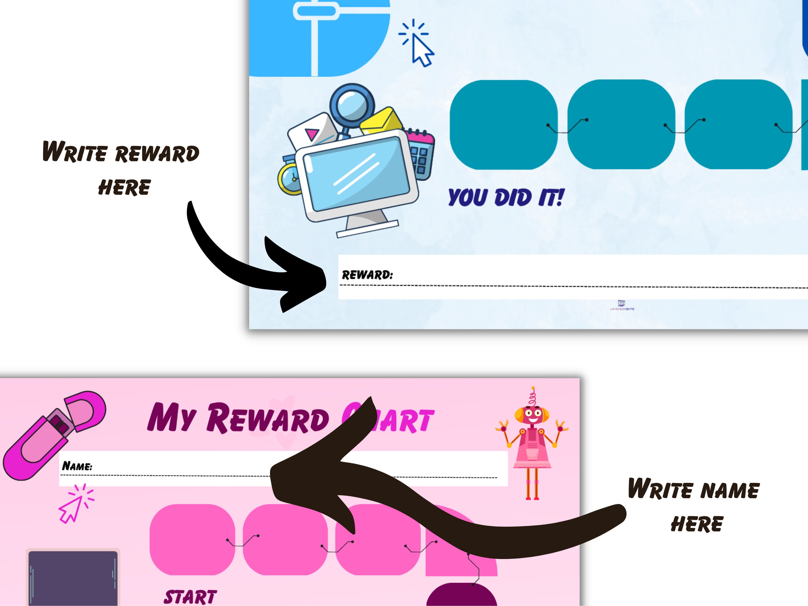 Technology Kids Reward Chart Daily Routine & Behaviour Tracker Children ...