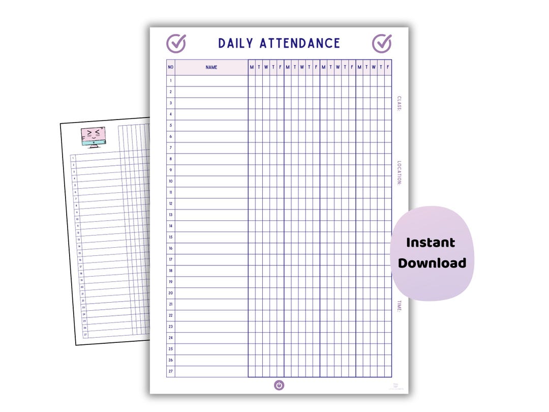 Attendance Tracker Printable | Classroom Record Sheets - Etsy UK