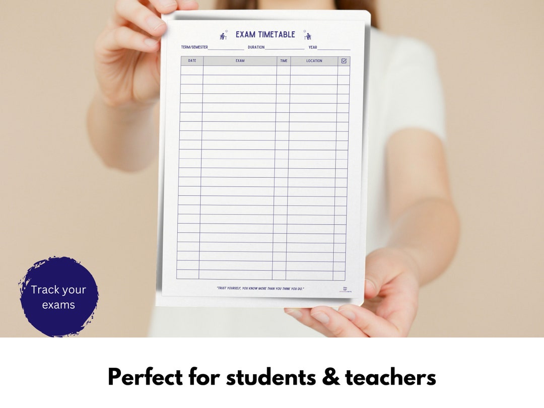 Exam Timetable Student | GCSE Tracker Checklist |tech Printable ...