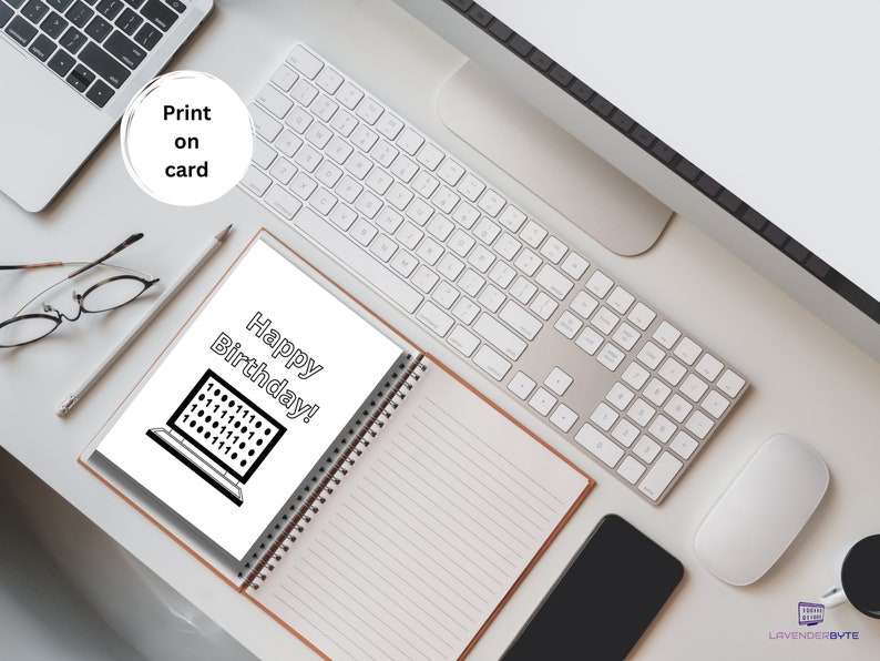 Techie Birthday Card -printable Happy Birthday Download Card, Colouring ...