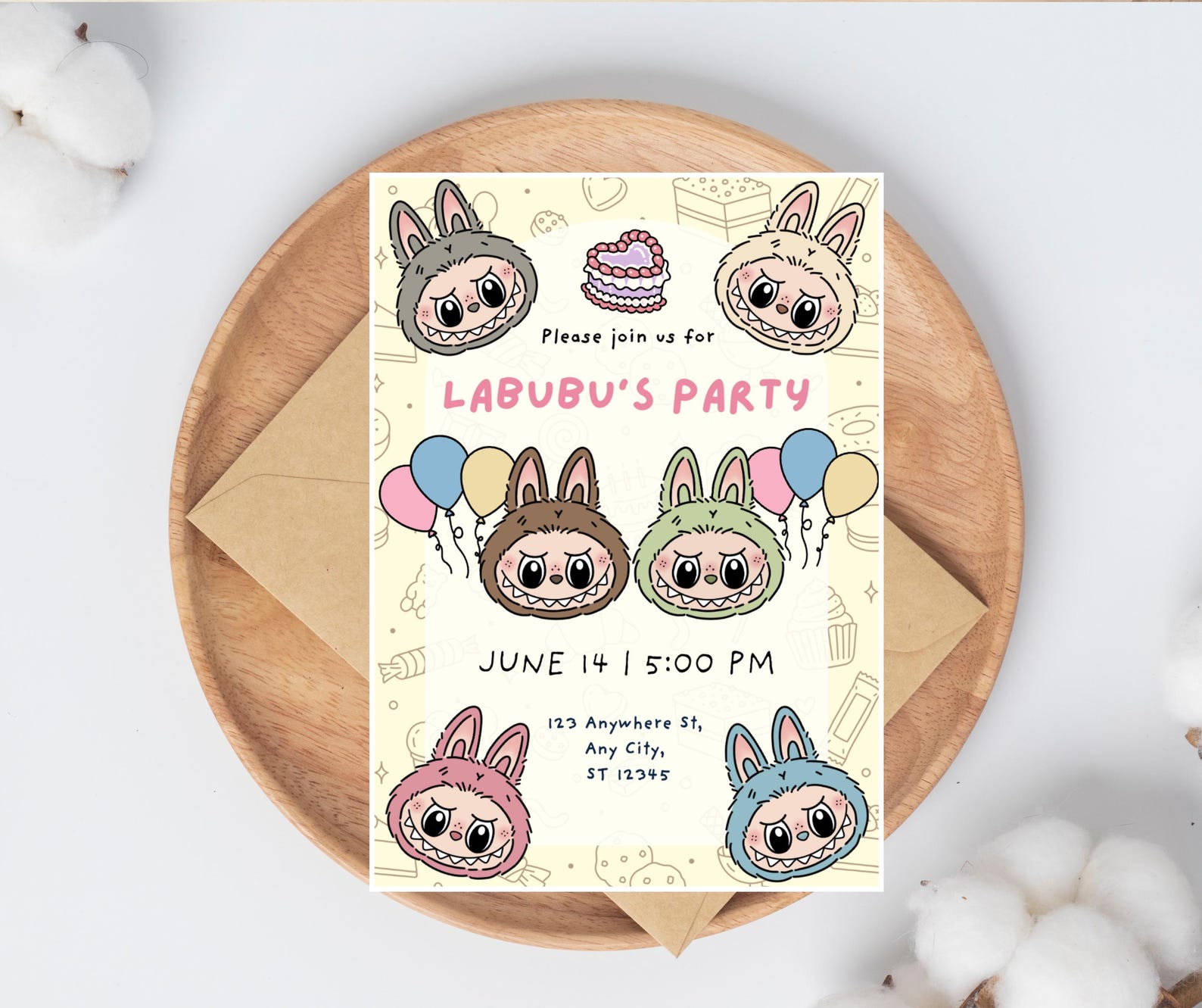 Labubu the Monsters Birthday Invitation Template, Editable, Printable ...