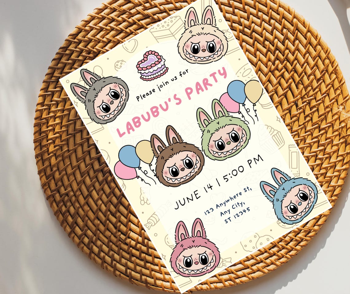 Labubu the Monsters Birthday Invitation Template, Editable, Printable ...