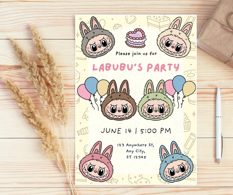 Labubu the Monsters Birthday Invitation Template, Editable, Printable ...