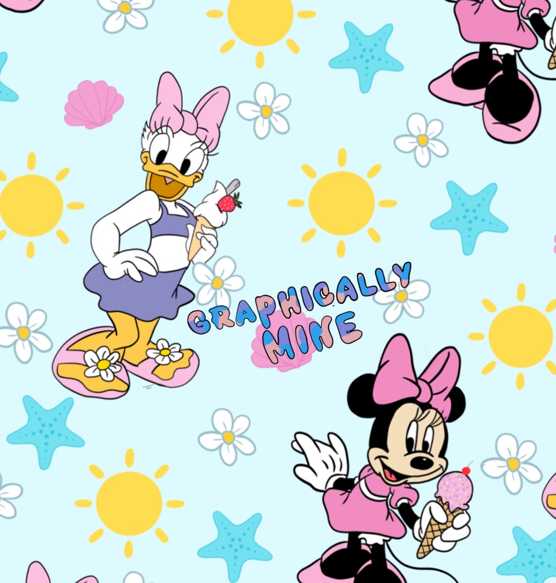 Mouse and Duck Summer Fun Floral Digital File - Etsy